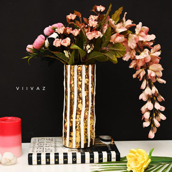 Luxe Artistry Gold Stripped Vase – VIIVAZ