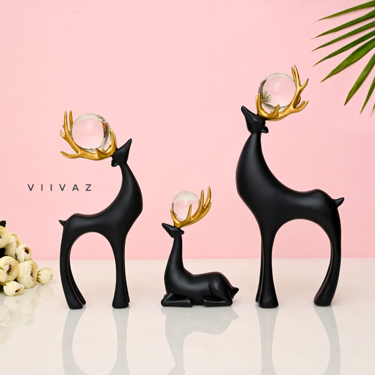 Artistic Golden Horn Reindeer Set of 3 – VIIVAZ
