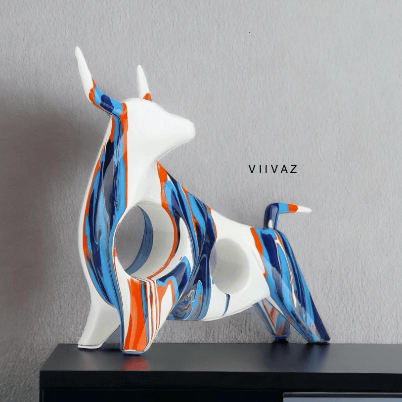 Elegant Oil Painted Bull Figurine – VIIVAZ
